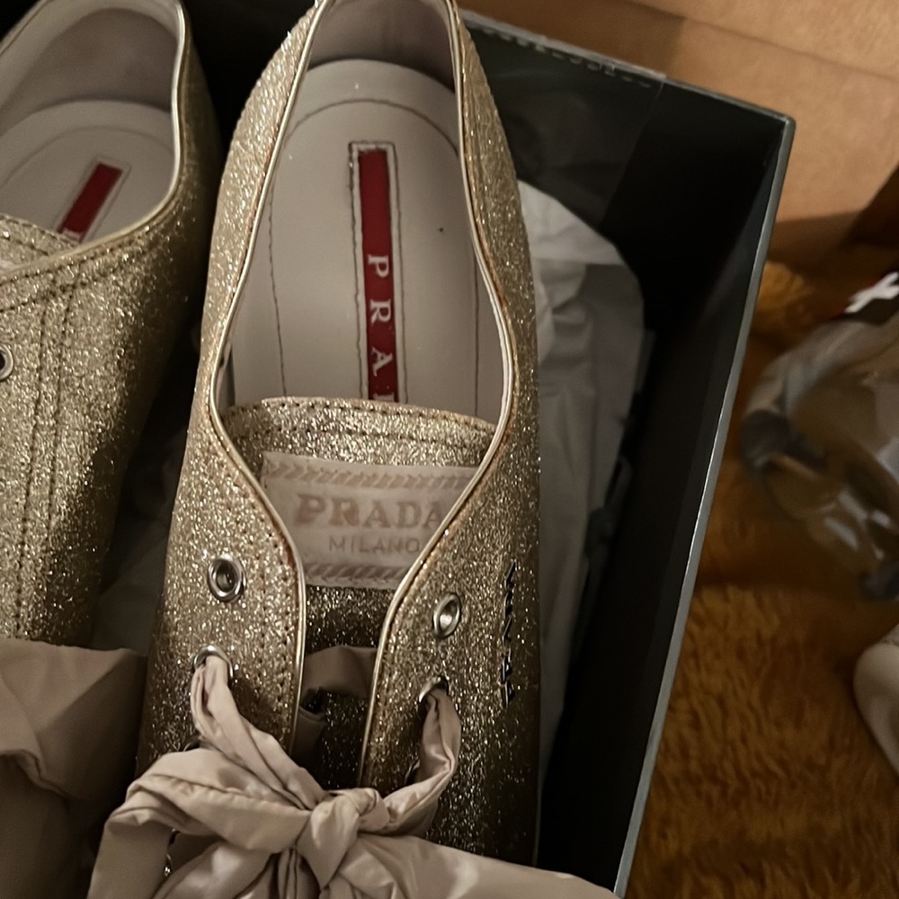 Gold Glitter Prada Sneakers - Gem
